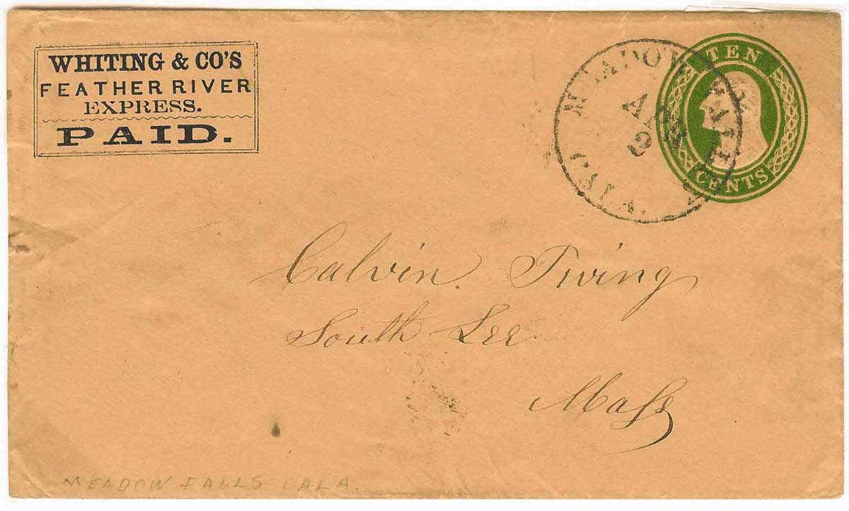 Whiting & Co’s Feather River Express franked entire from the mines ...